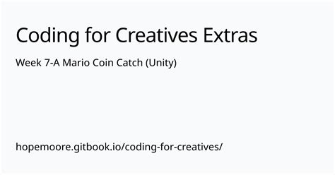 Week 7 A Mario Coin Catch Unity Coding For Creatives Extras