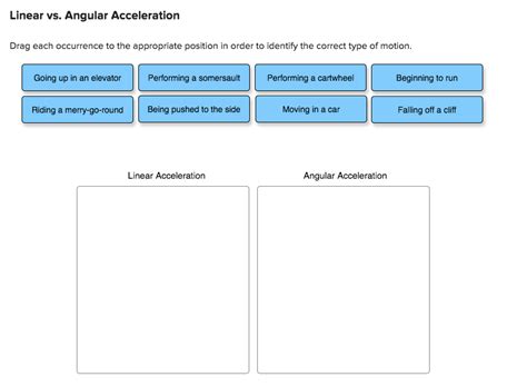Solved Linear Vs Angular Acceleration Drag Each Occurrence Chegg Com