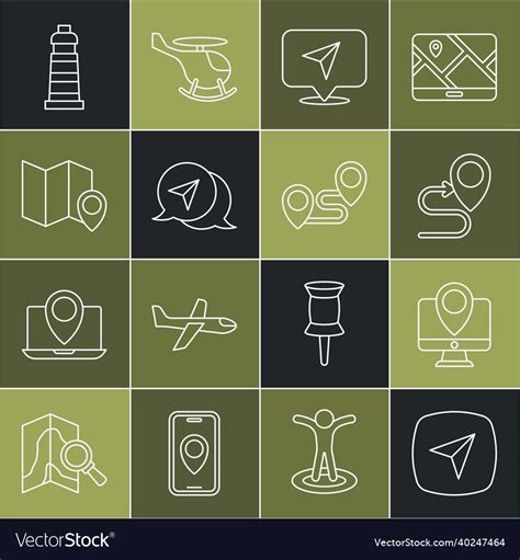 Set Line Infographic Of City Map Navigation Vector Image