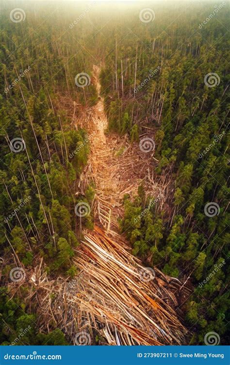 Image Of The Wood Or Expansion Deforestation Landscape Scene At Golden