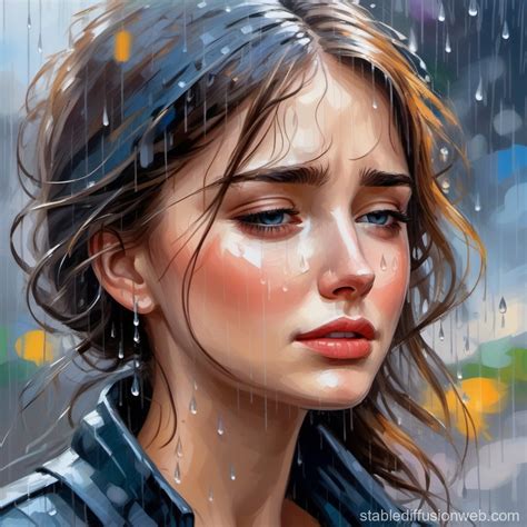 Lonely Woman In The Rain Stable Diffusion Online