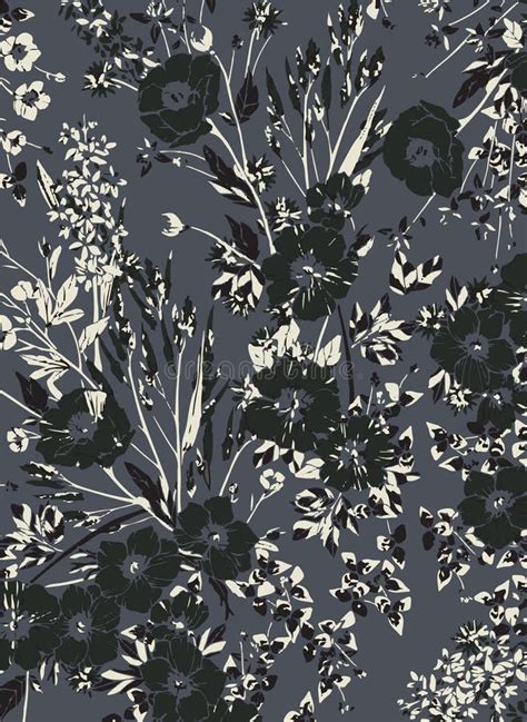 Flowers Seamless Pattern Vector Illustration Abstract Flowers Floral Vector With Leaves Stock