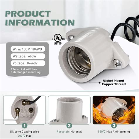 Ghrtgr Surface Mount Light Sockete26 Medium Screw Porcelain Bulb