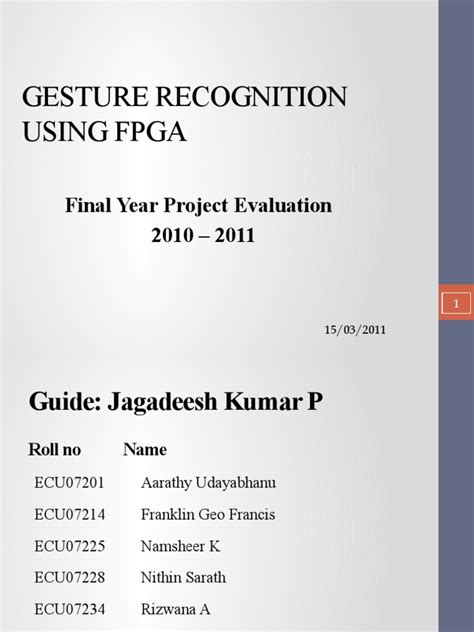 Gesture Recognition Using Fpga Final Pdf Video Electronic Engineering