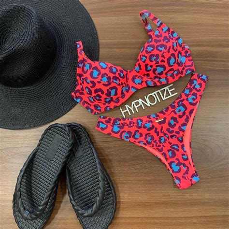 Biquini Catiele Onça Coral Neon Hypnotize Fashion Beach