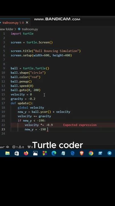 Bouncing Ball Simulation In Python Pythonturtle Shorts Short