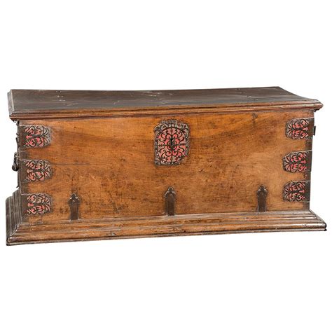 Walnut And Metal Chest With Two Locks 17th Century At 1stdibs Two