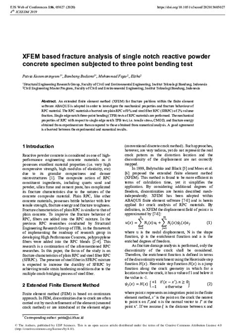 Pdf Xfem Based Fracture Analysis Of Single Notch Reactive Powder Concrete Specimen Subjected