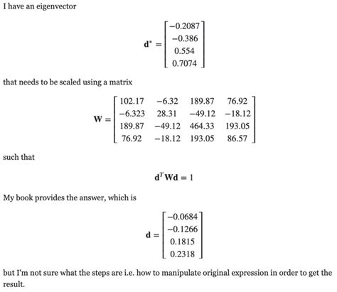 how to scale an eigenvector using a matrix r askmath