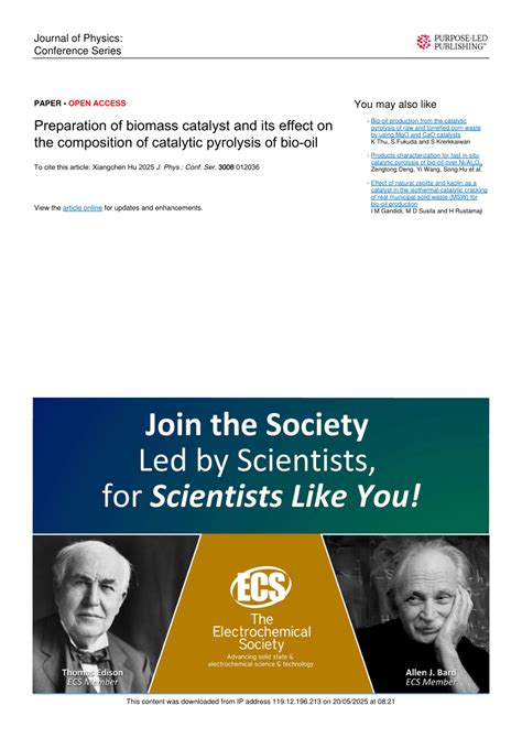 Pdf Preparation Of Biomass Catalyst And Its Effect On The Composition