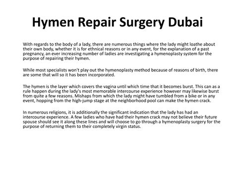 Ppt Hymen Repair Surgery Dubai Powerpoint Presentation Free Download
