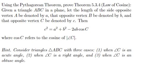 Solved Using The Pythagorean Theorem Prove Theorem 5 3 4 Chegg Com