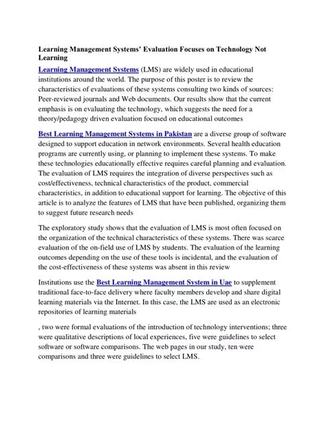 Ppt Learning Management Systems Evaluation Focuses On Technology Not Learning Powerpoint
