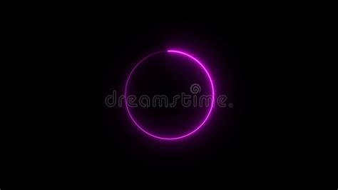 Neon Circle On Black Background Charging And Loading Animation