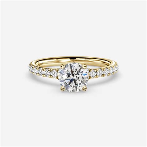 Firework Pave Yellow Gold Engagement Ring Flawless Fine Jewellery London