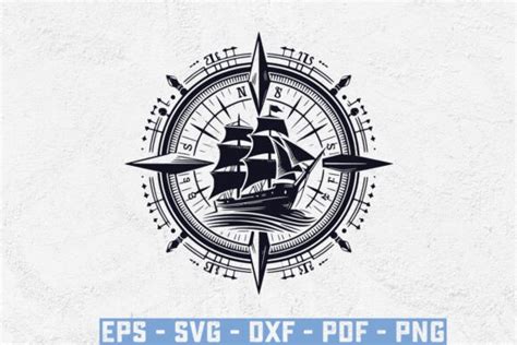 Compass With A Ship Svg Cruise Ship Svg Graphic By Ripongrafix471 · Creative Fabrica