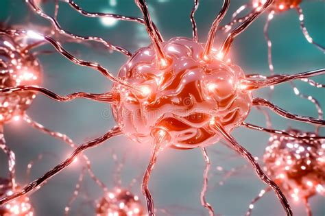 Neurons Firing With Electrical Impulses In Close Up View Highlighting