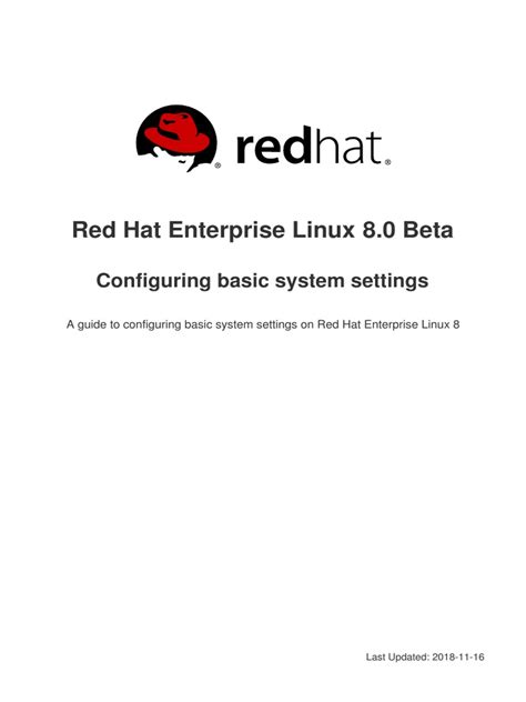 Red Hat Enterprise Linux 8 Beta Configuring Basic System Settings En Us