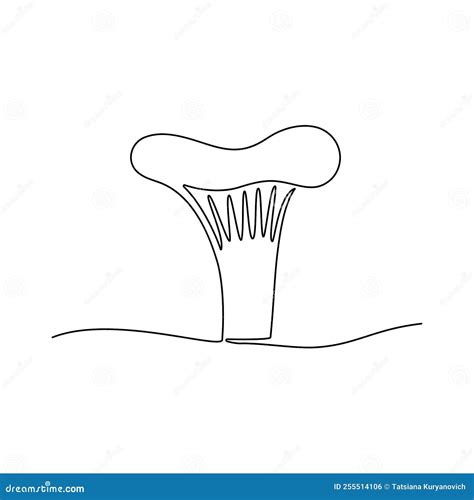 Continue One Line Tekening Van De Paddenstoel Kaneeltje