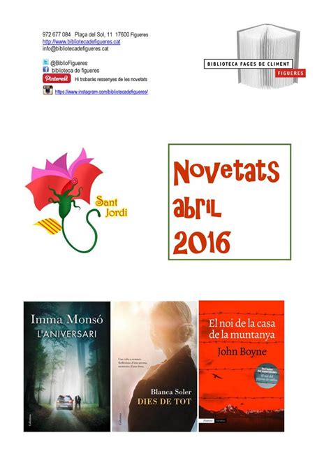 Novetats Abril 2016 De La Biblioteca Fages De Climent Pots Consultar