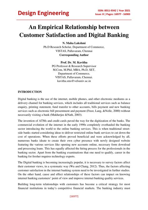 Pdf An Empirical Relationship Between Customer Satisfaction And Digital Banking