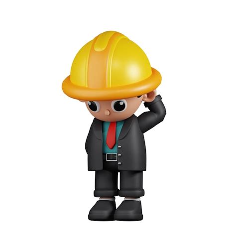 Premium PSD D Character Engineer Worry Pose