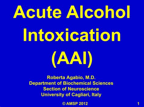 Acute Alcohol Intoxication Alcohol Medical Scholars Program