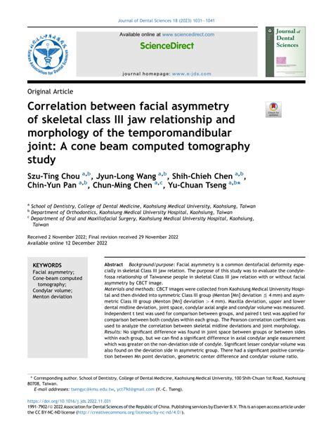 Pdf Correlation Between Facial Asymmetry Of Skeletal Class Iii Jaw Relationship And Morphology