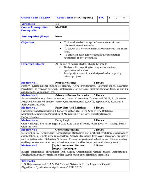 Cse2009soft Computingeth113cse2009 Pdf Fuzzy Logic Machine Learning