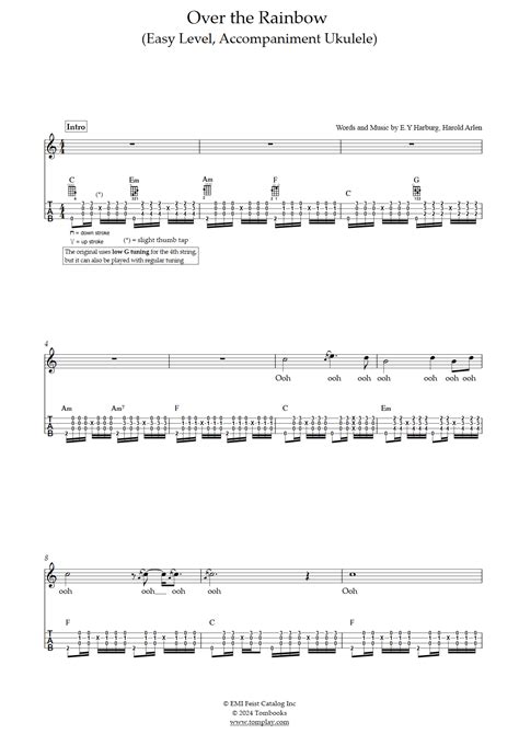 Over The Rainbow Easy Level Accompaniment Ukulele Israel