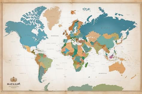 Карта мира с границами стран Премиум Фото