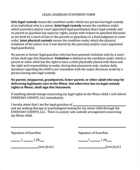 Free Legal Statement Template