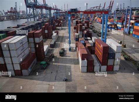Containers Are Stacked At Ipc Container Terminal At Tanjung Priok Port In Jakarta Indonesia
