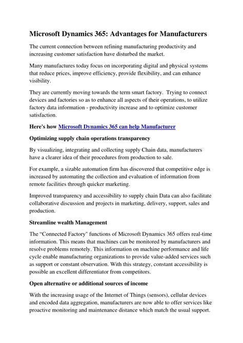 Ppt Microsoft Dynamics 365 Advantages For Manufacturers Powerpoint