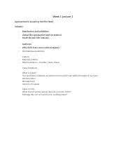 Week 1 Lecture 2 Docx Week 1 Lecture 2 Approaches To Analyzing The
