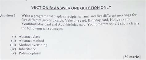 Solved Section B Answer One Question Only Question 1 Write A Program