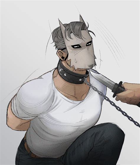 Rule 34 Chain Leash Chains Collar Dog Collar Fully Clothed Gray Hair