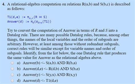 4 A Relational Algebra Computation On Relations