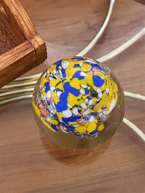 Vintage 1970s Murano Style Bubble Glass Orb Decorative Paperweight