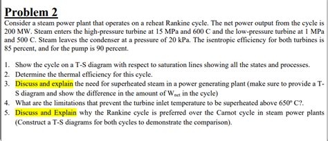 solved problem 2 consider a steam power plant that operates