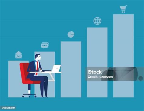 성장입니다 일 하는 실업가 그리고 성공에 그래프 컨셉 비즈니스 벡터 일러스트입니다 기업 비즈니스에 대한 스톡 벡터 아트 및 기타
