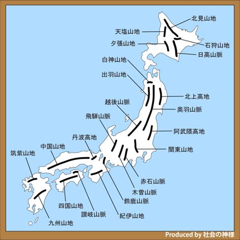 日本の地形 山地山脈資料社会の空間 学生の自習支援出題されやすい問題をピックアップ