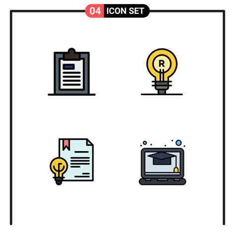 4 User Interface Filledline Flat Color Pack Of Modern Signs And Symbols