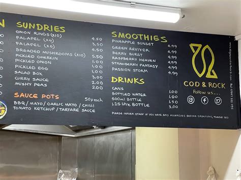 Menu At Cod N Rock Restaurant Brentford