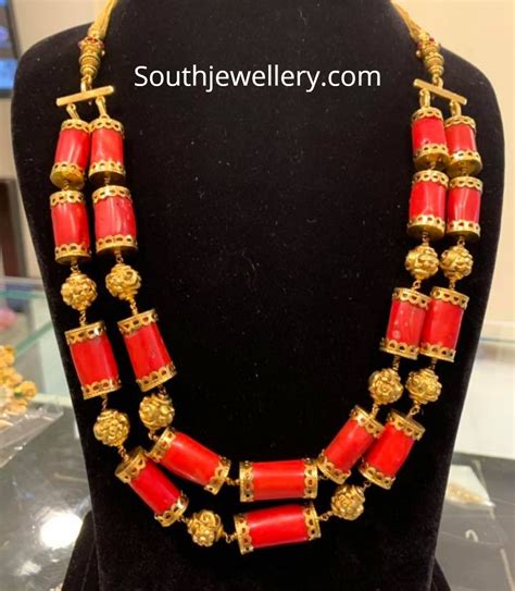 Coral Beads And Nakshi Balls Mala Indian Jewellery Designs