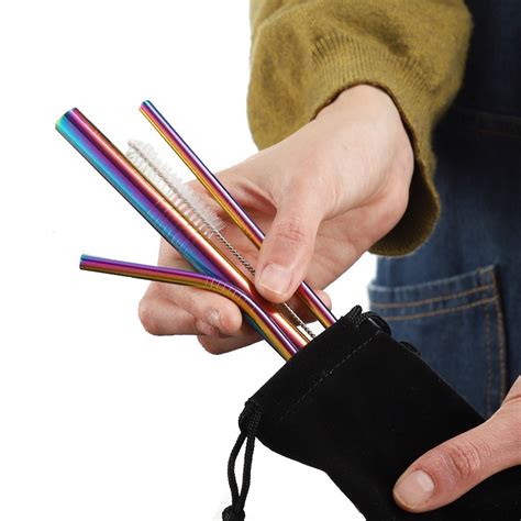 304 Stainless Steel Straws Rainbow Bubble Tea Boba Drinking Straws