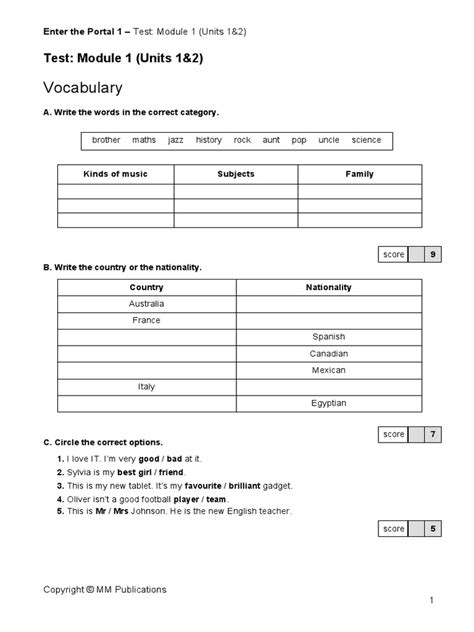 Enter The Portal 1 Test 1 Module 1 Pdf Linguistics