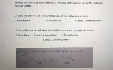 solved 1 draw and name all possible structural formulae of