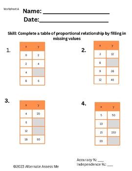 Complete A Table Of A Proportional Relationship Mcas Alt Tpt