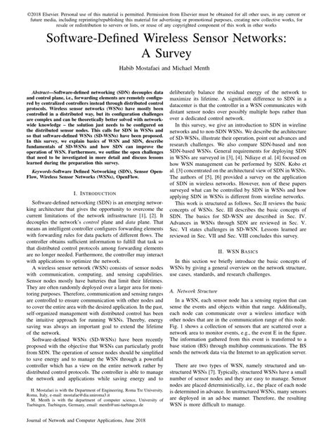 Pdf Software Defined Wireless Sensor Networks A Survey